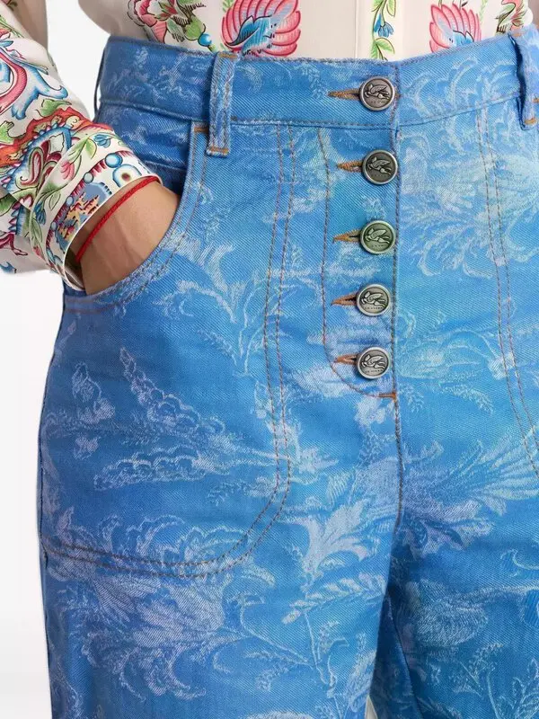 Etro Button-fastening Floral Print Jeans