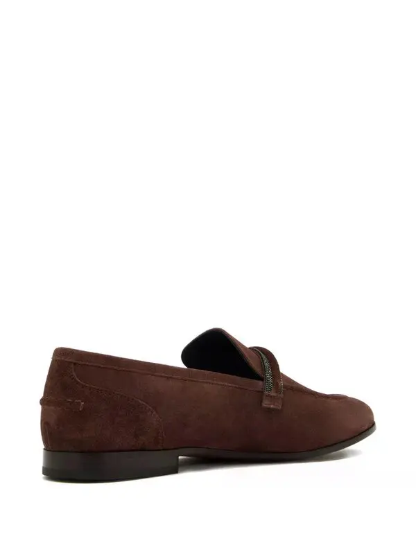 Brunello Cucinelli Beaded-embellished Suede Loafers - Brown