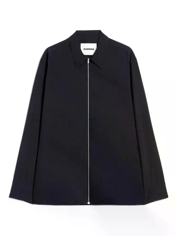 JIL SANDER Zip Long-sleeve Wool Shirt - Blue