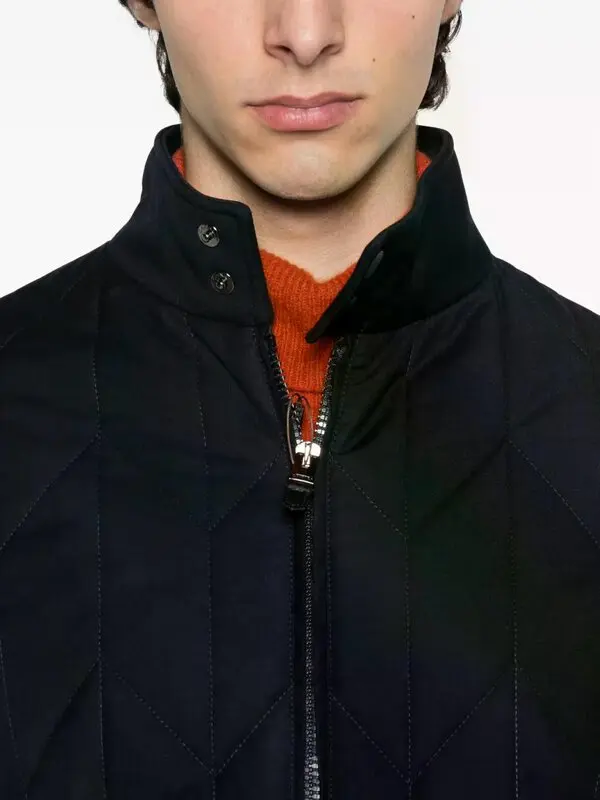 Canali Quilted Diamond-pattern Padded Jacket