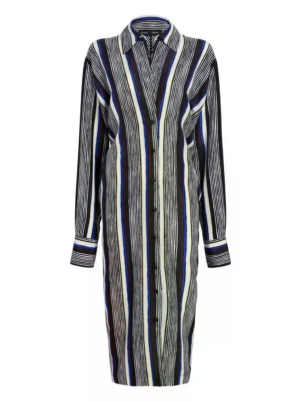 Proenza Schouler Amira Striped Midi Dress - Black