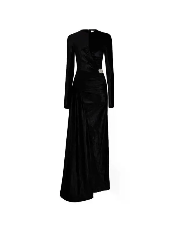 Rabanne Draped Velvet Maxi Dress