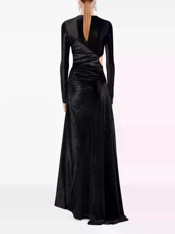 Rabanne Draped Velvet Maxi Dress