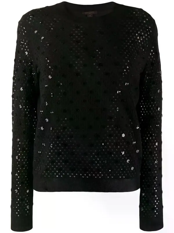 LOUIS VUITTON Pre-owned Sequined Open Knit Jumper - Black