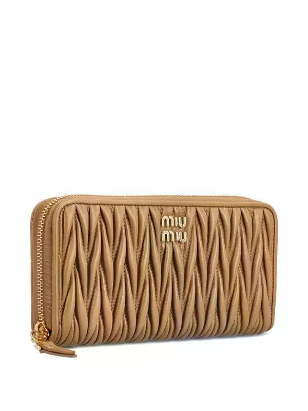 Miu Miu Large Matelassé Nappa Leather Wallet - Brown
