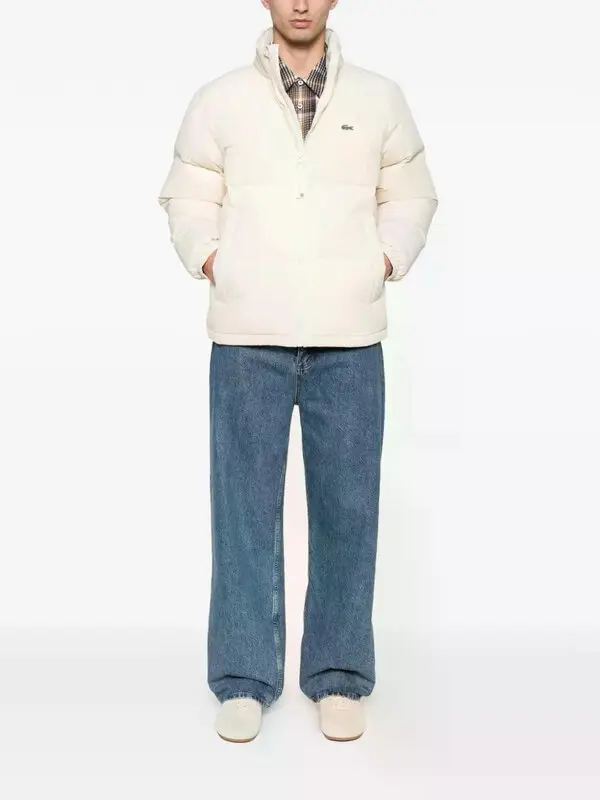 Lacoste Zip Puffer Coat With Logo Appliqu