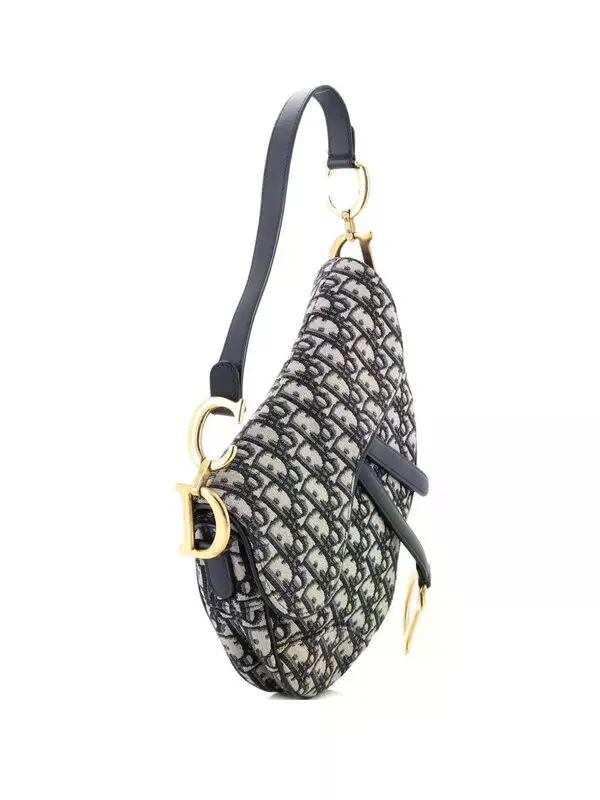 Dior Saddle Oblique Canvas Medium Shoulder Bag - Blue