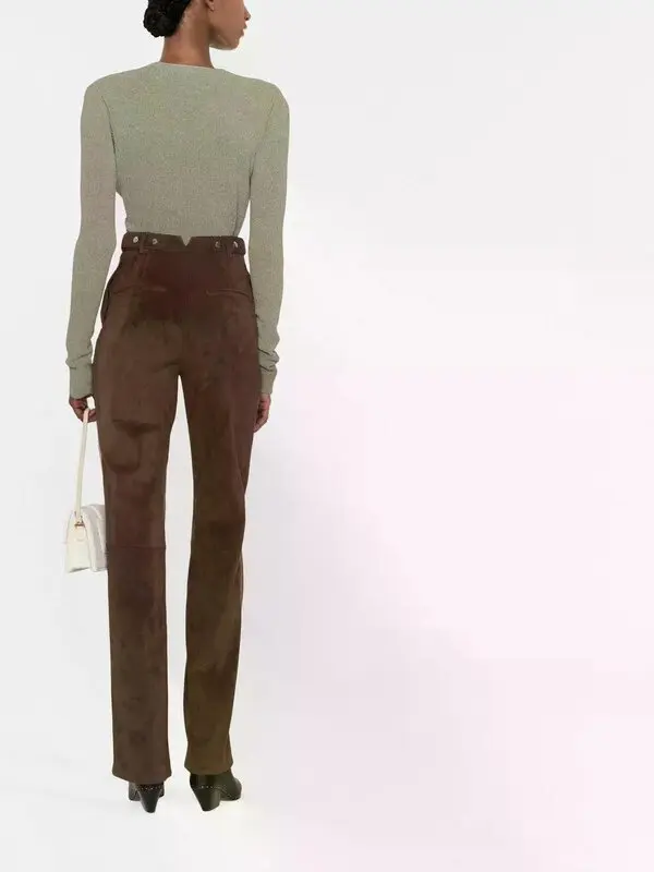 Nanushka Faux-suede Straight-leg Trousers - Brown