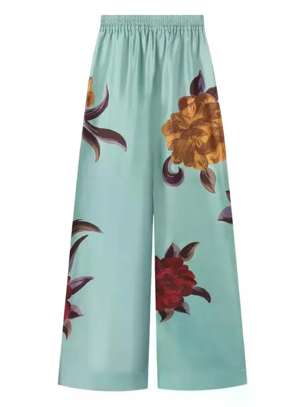 La DoubleJ Floral Print Palazzo Trousers - Blue