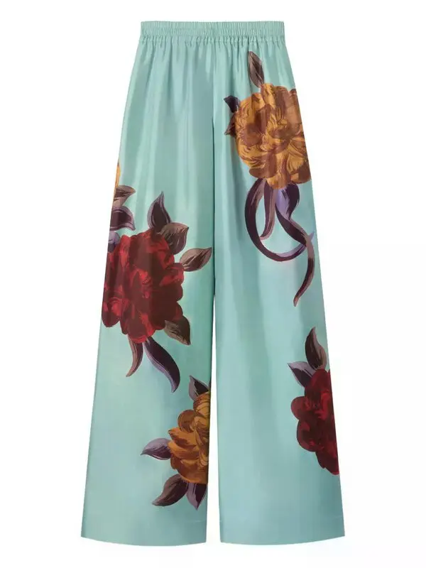 La DoubleJ Floral Print Palazzo Trousers - Blue