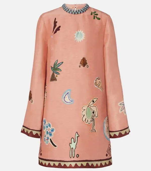 ALEMAIS X Lrnce Laurence Linen And Silk Minidress - Pink