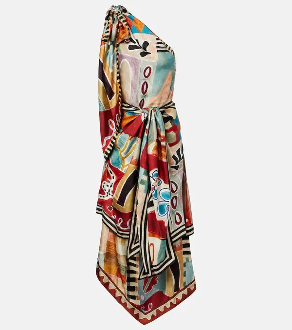 ALEMAIS X Lrnce Michelle One-shoulder Silk Midi Dress