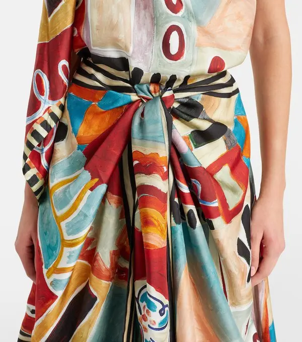 ALEMAIS X Lrnce Michelle One-shoulder Silk Midi Dress