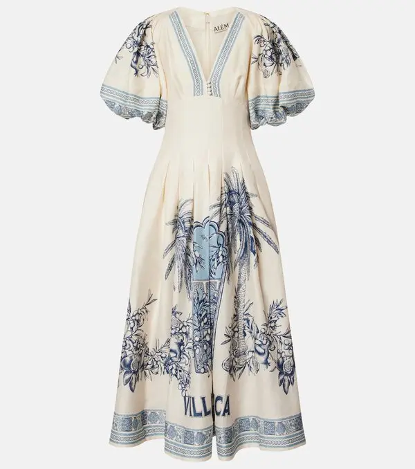 ALEMAIS Villa Romantica Linen-blend Maxi Dress - White