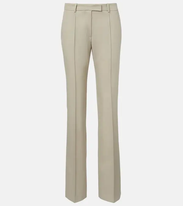 Attico Low-rise Wool Straight Leg Trousers - Grey