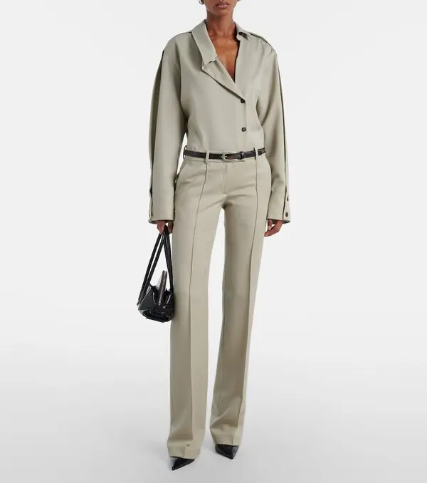Attico Low-rise Wool Straight Leg Trousers