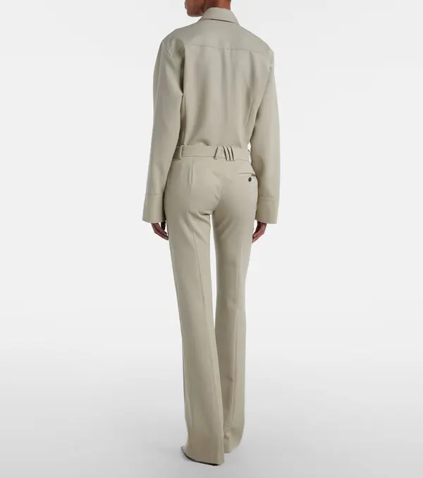 Attico Low-rise Wool Straight Leg Trousers
