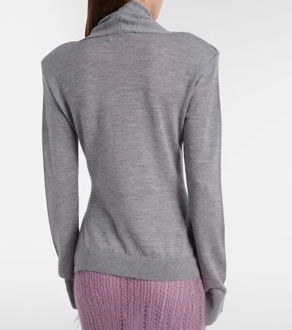 Attico Virgin Wool Turtleneck Sweater With Shoulder Pads