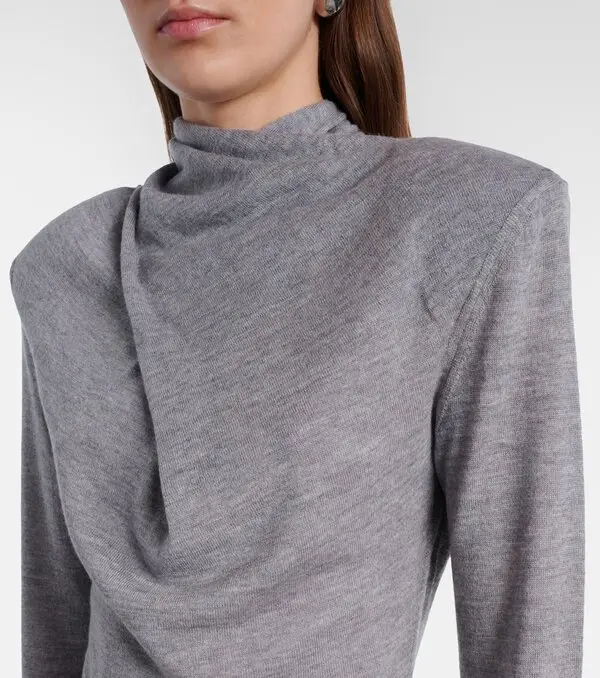 Attico Virgin Wool Turtleneck Sweater With Shoulder Pads