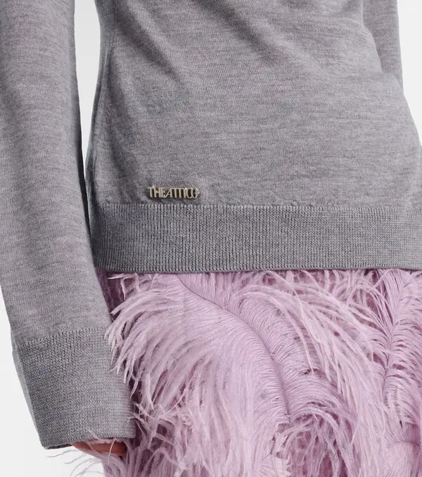 Attico Virgin Wool Turtleneck Sweater With Shoulder Pads