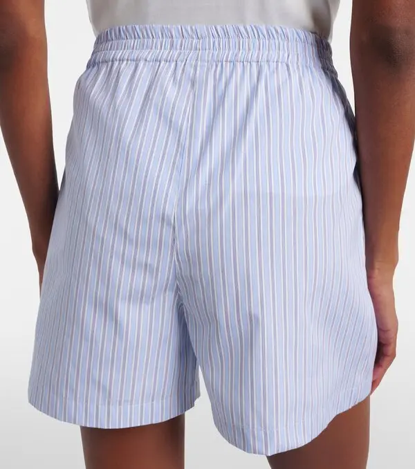 Attico Striped Cotton Shorts - Blue