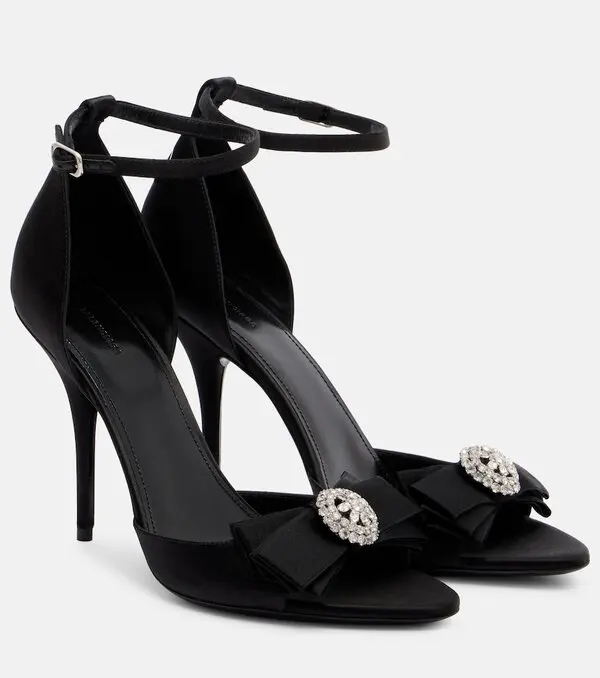 Balenciaga Avenue Palazzo 110 Satin Sandals - Black