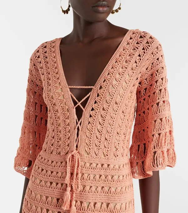 Anna Kosturova Crochet Cotton Midi Dress