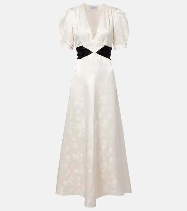 Gabriela Hearst Larkin Floral Silk Midi Dress - White