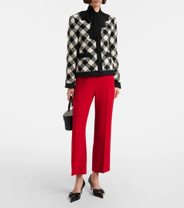 Valentino Garavani Vlogo Cropped Virgin Wool Crepe Straight Trousers