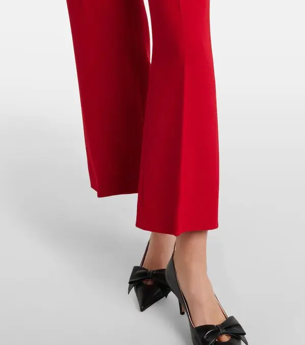 Valentino Garavani Vlogo Cropped Virgin Wool Crepe Straight Trousers