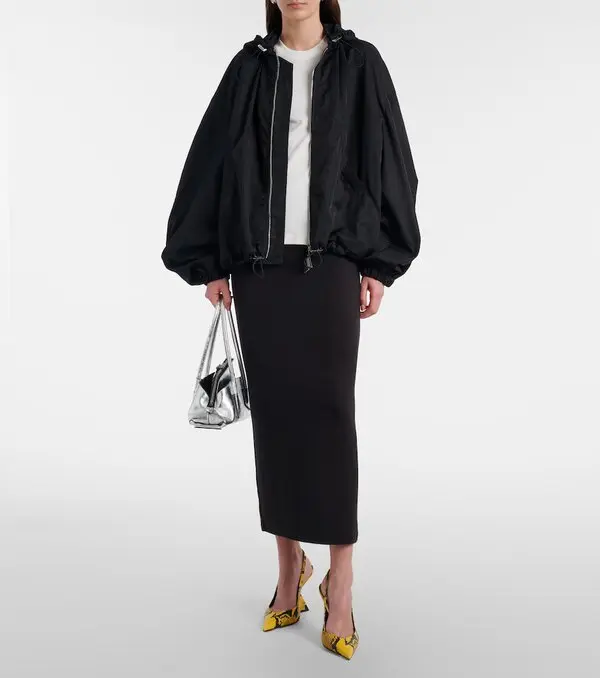 Attico Oversized Hooded Bomber Jacket - Black