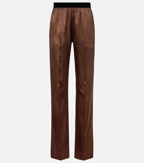 TOM FORD Silk-blend Straight Pants - Brown