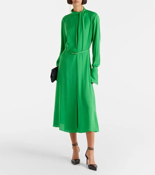 TOM FORD Belted Silk Midi Dress