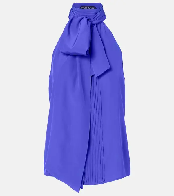 TOM FORD Halter Neck Silk Blouse - Blue