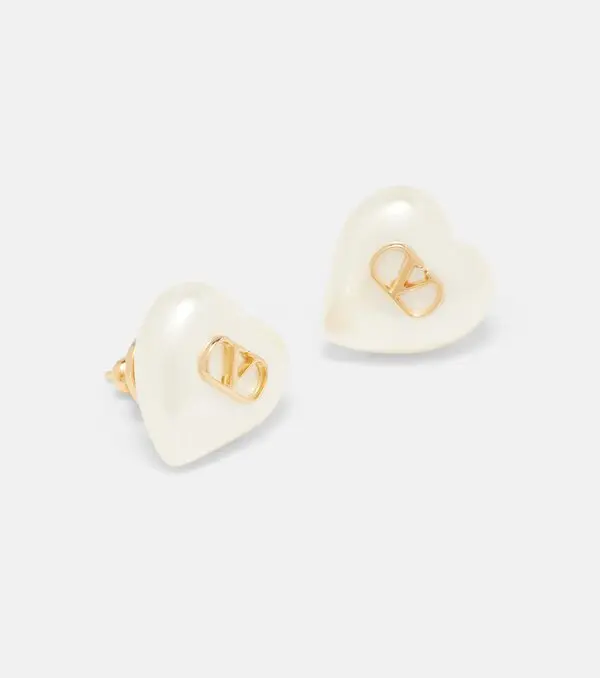 Valentino Garavani Vlogo Faux Pearl Heart Earrings - Gold