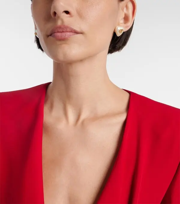 Valentino Garavani Vlogo Faux Pearl Heart Earrings - Gold