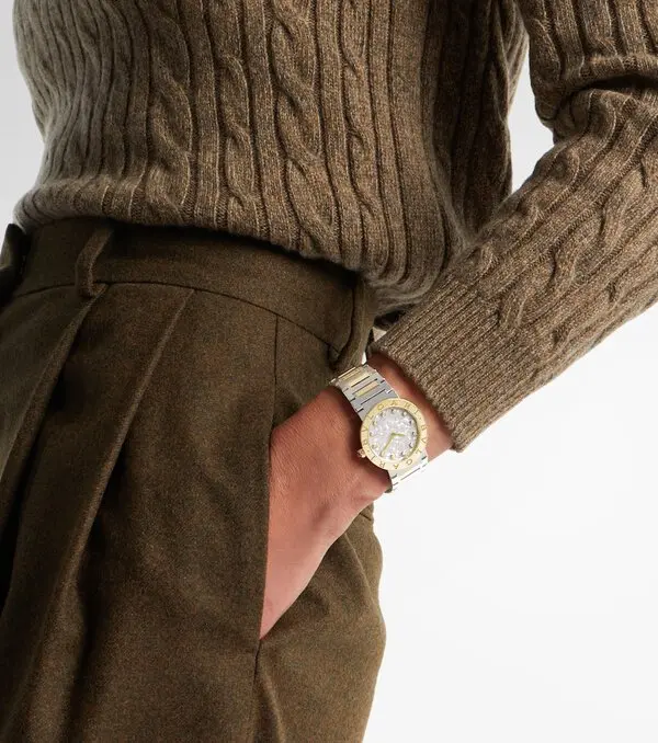 BVLGARI Embellished 33mm 18kt Gold And Stainless Steel Watch