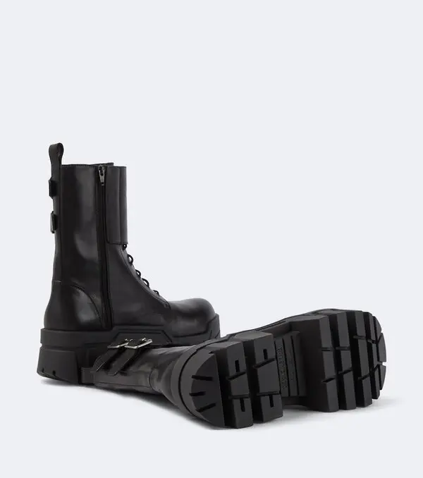 Balenciaga Bulldozer Debossed Leather Combat Boots