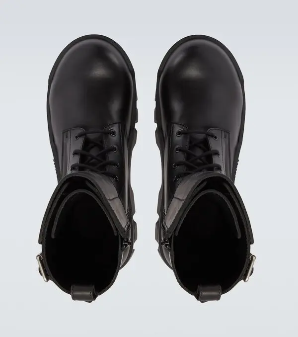 Balenciaga Bulldozer Debossed Leather Combat Boots