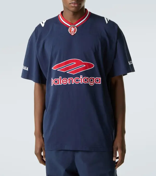 Balenciaga Logo Oversized Cotton Jersey T-shirt
