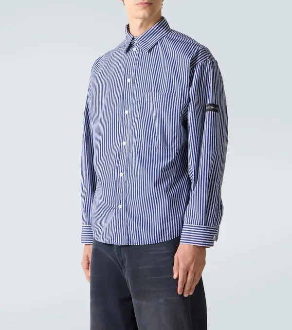 Balenciaga Striped Cotton-blend Poplin Shirt