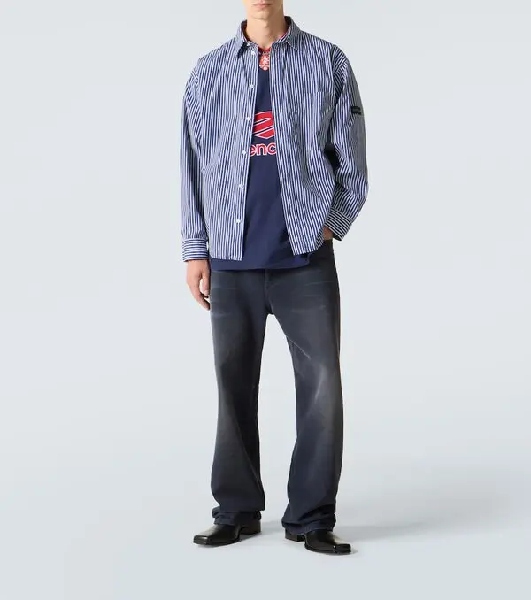 Balenciaga Striped Cotton-blend Poplin Shirt