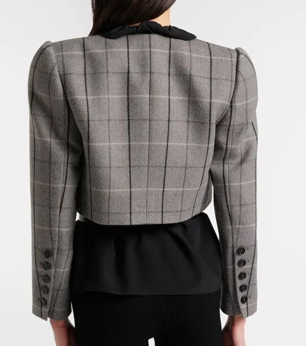 Chloé Checked Cropped Wool Jacket