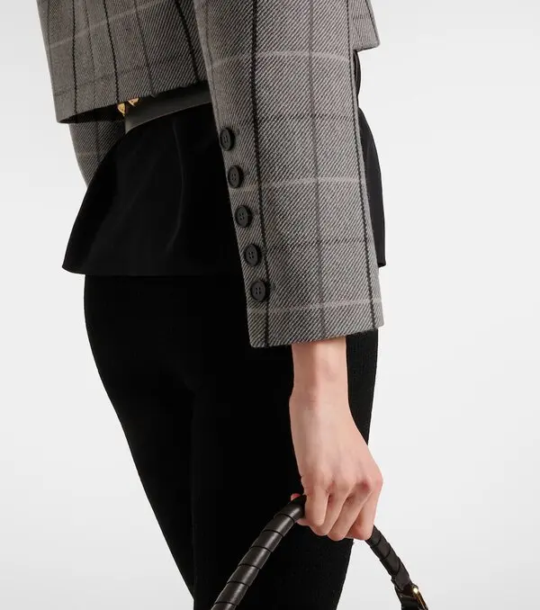 Chloé Checked Cropped Wool Jacket