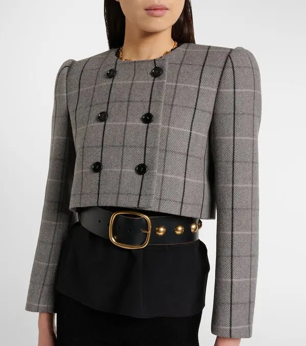 Chloé Checked Cropped Wool Jacket