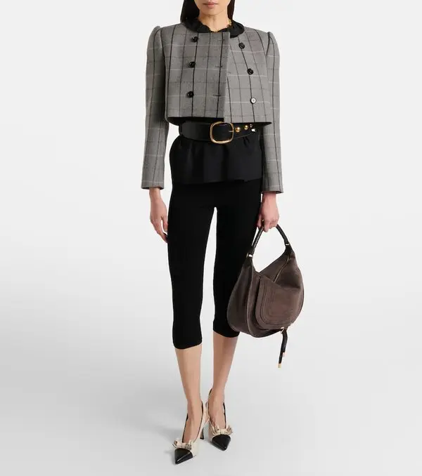 Chloé Checked Cropped Wool Jacket