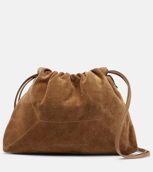 Brunello Cucinelli Suede Crossbody Bag - Beige