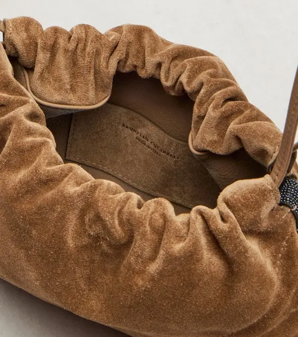 Brunello Cucinelli Suede Crossbody Bag - Beige