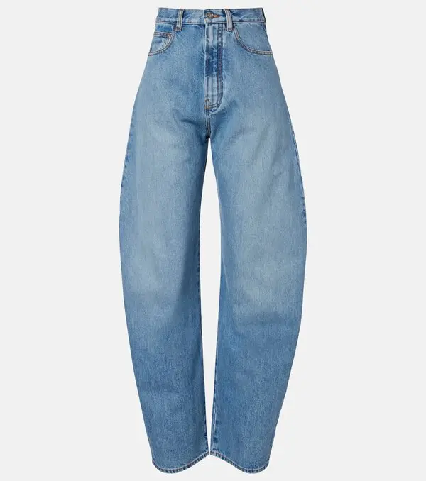 Alaïa High-rise Barrel-leg Jeans In Cloudy