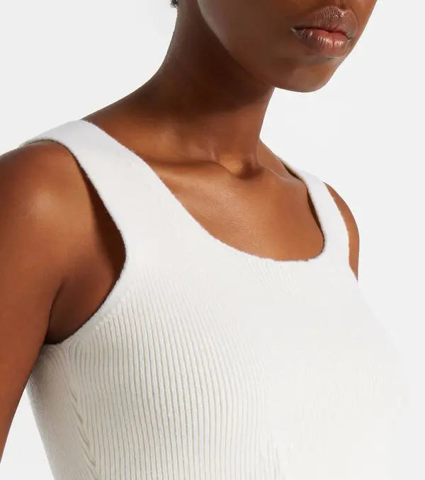 Alaïa Ribbed Wool-blend Bustier - White